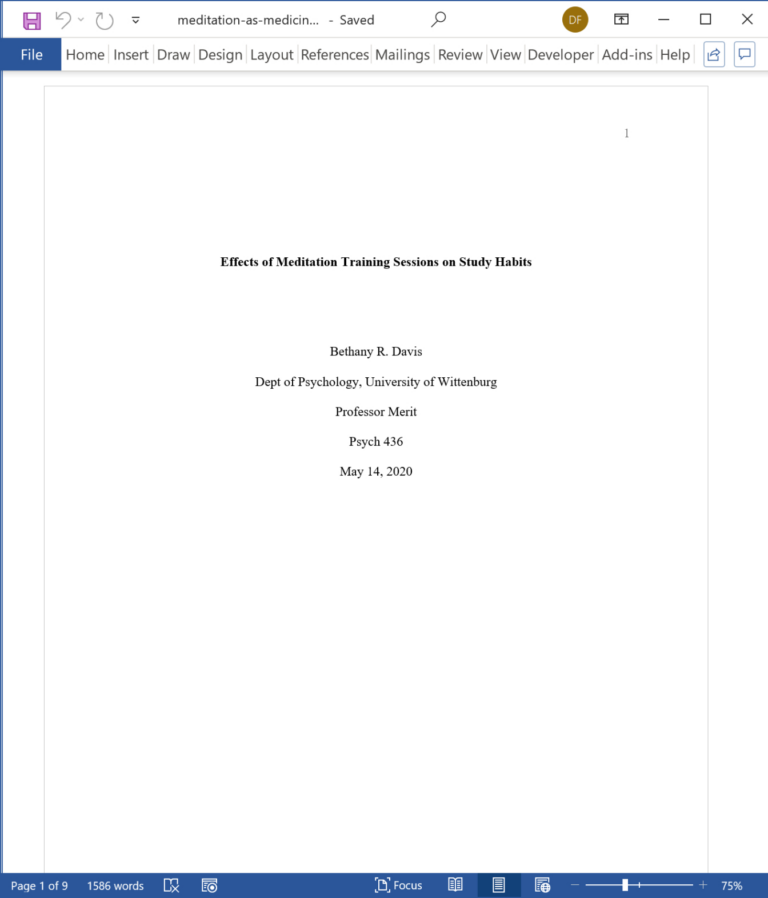 University Report Cover Page Template