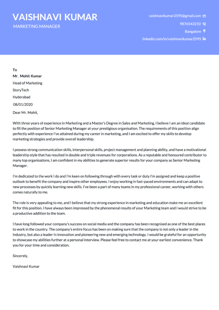 Traditional Cover Letter Template