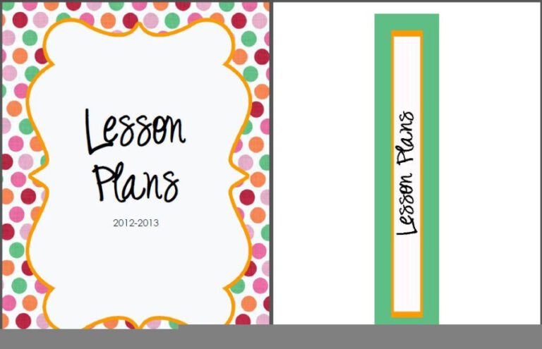 Daily Lesson Plan Cover Page Template