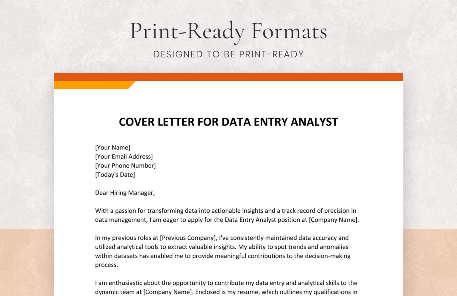 Data Entry Cover Letter Template