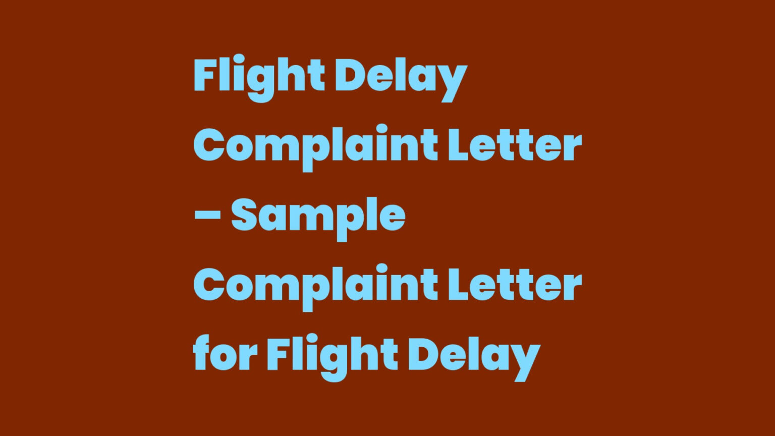 Flight Cancellation Complaint Letter Template