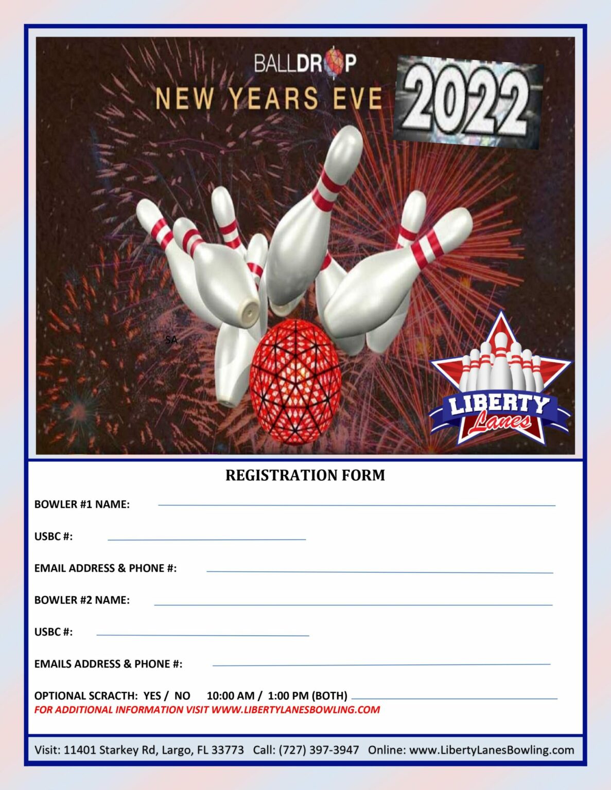 Bowling Tournament Entry Form Template
