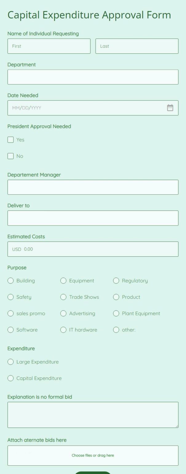 Capital Expenditure Approval Form Template