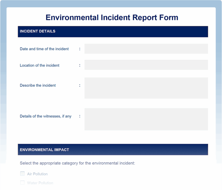 Environmental Incident Report Form Template