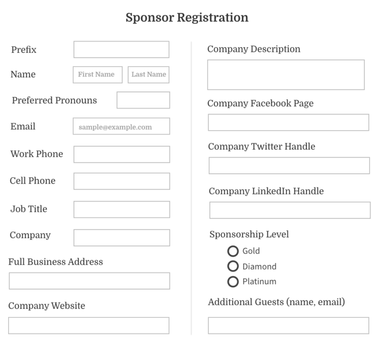 Sponsorship Sign Up Form Template